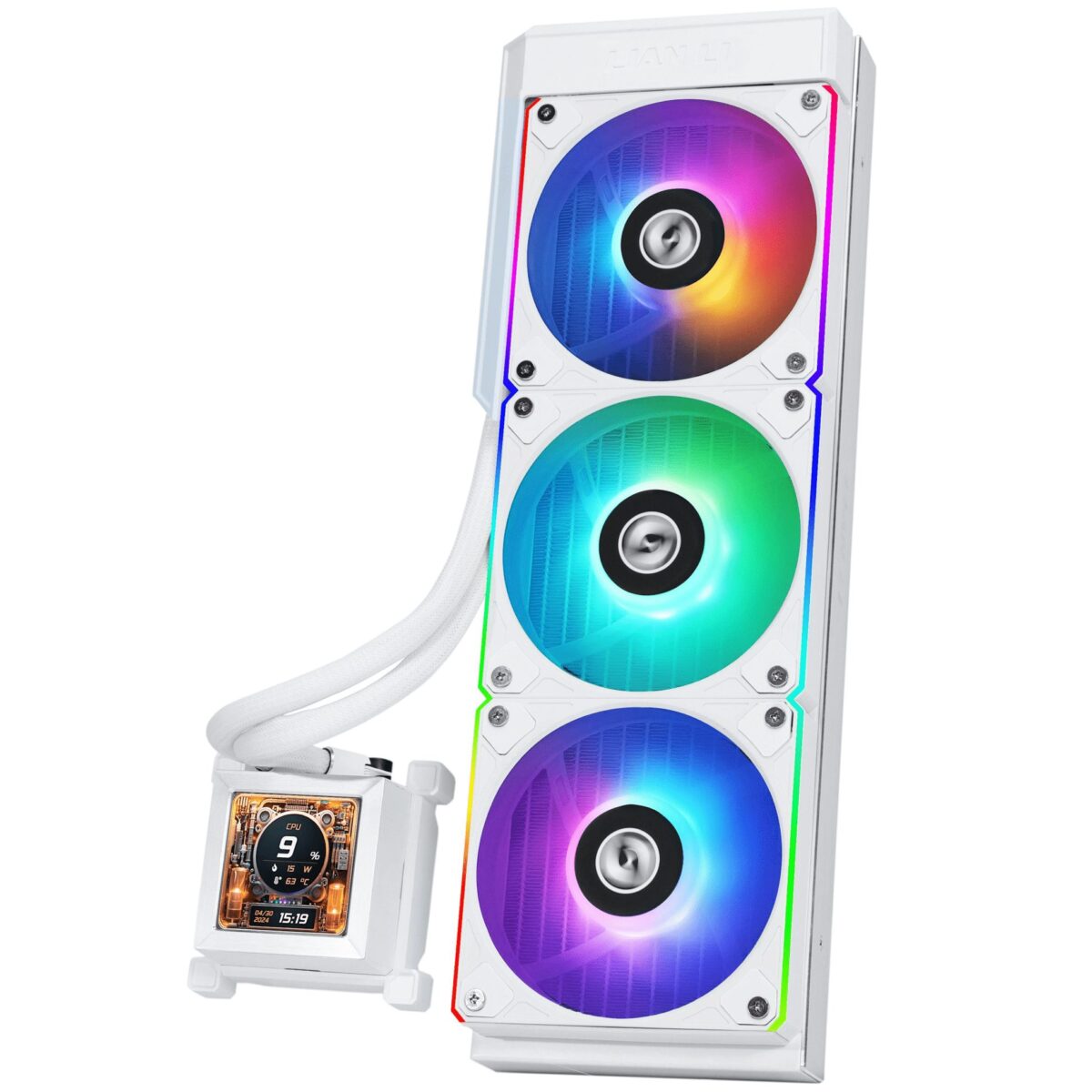 Lian Li HydroShift LCD 360 RGB fan White - AIO GPU Liquid Cooler with ...